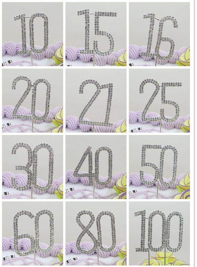 50 Fifty Crystal Number Rhinestone /50th Anniversary Cake Topper (FAUX ...