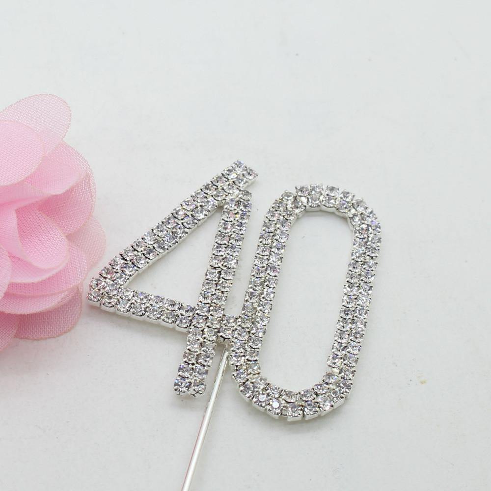 40 Number Crystal Rhinestone /40th Wedding Anniversary Cake Topper ...